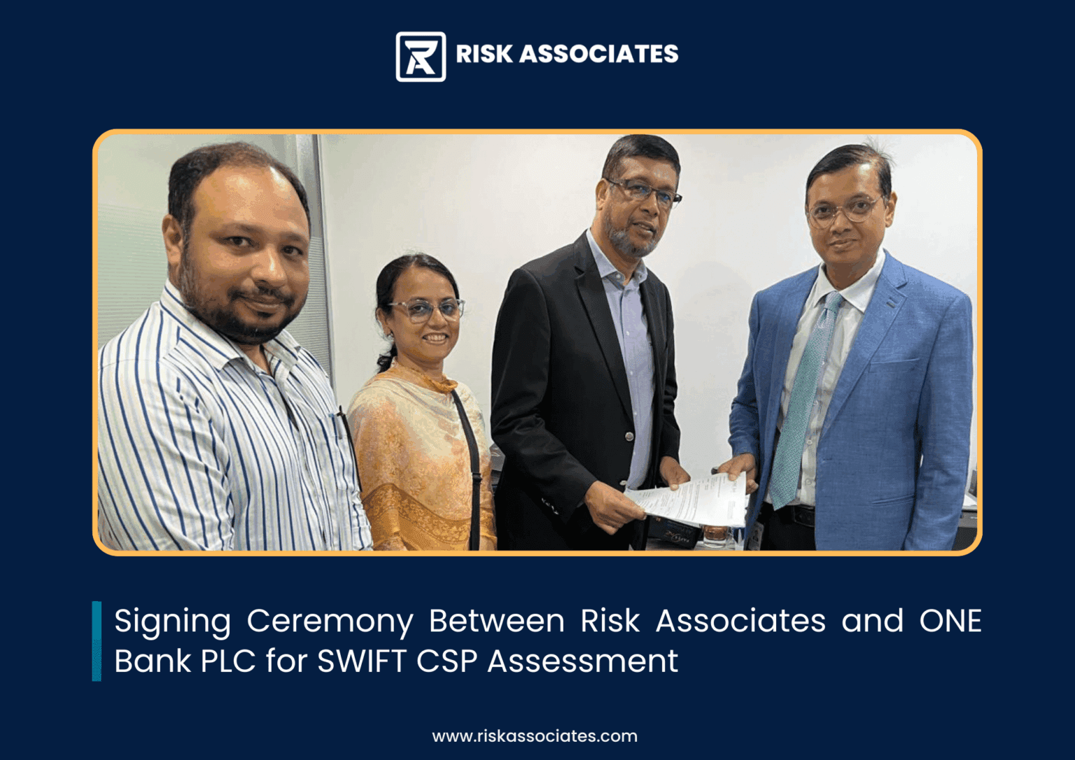 Risk Associates and ONE Bank Sign SWIFT CSP Assessment